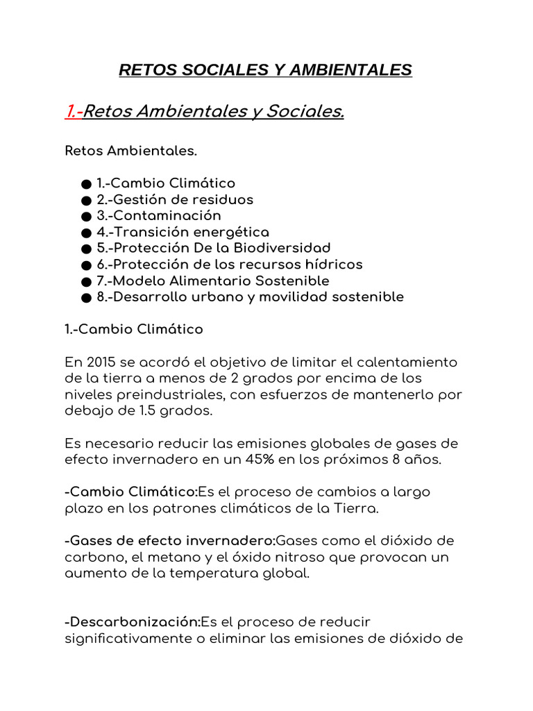 Retos Sociales y Ambientales | PDF | Contaminación | Residuos
