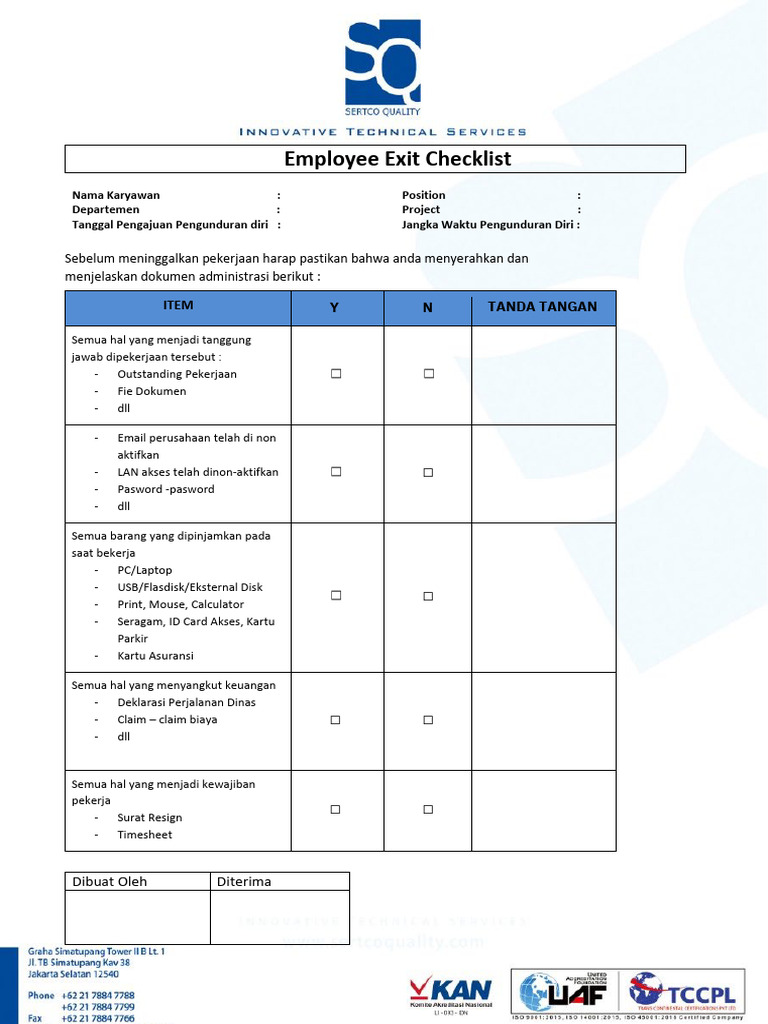 Employee Exit Checklist Update | PDF