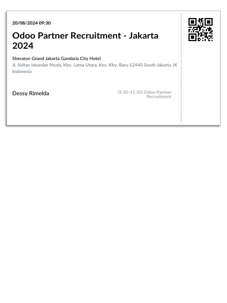 Tiket - Odoo Partner Recruitment - Jakarta 2024 (20 Agu 2024 09.30.00 ... Tiket - Odoo Partner Recruitment - Jakarta 2024 (20 Agu 2024 09.30.00 ...