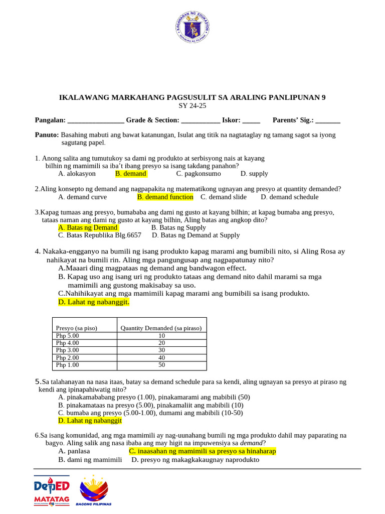 AP-9 TQ 2nd-Quarter | PDF