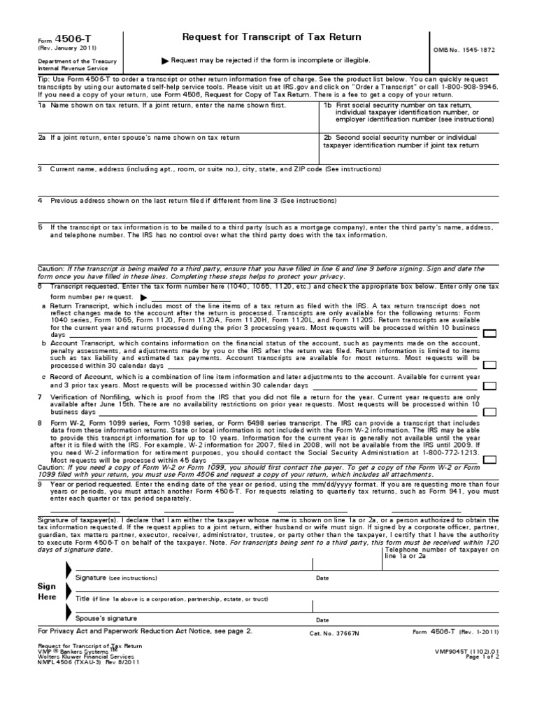 Form 4506 T | PDF | Irs Tax Forms | Internal Revenue Service
