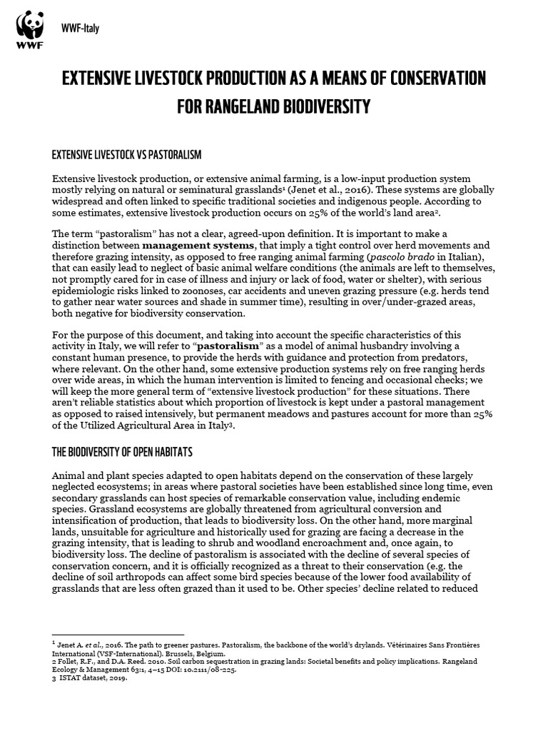 WWF Italy Paper Extensive Livestock Production As A Means of ...