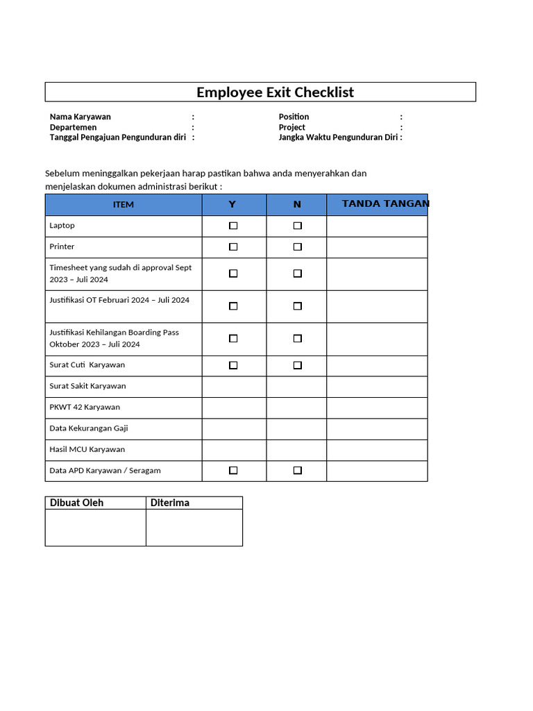 Employee Exit Checklist | PDF