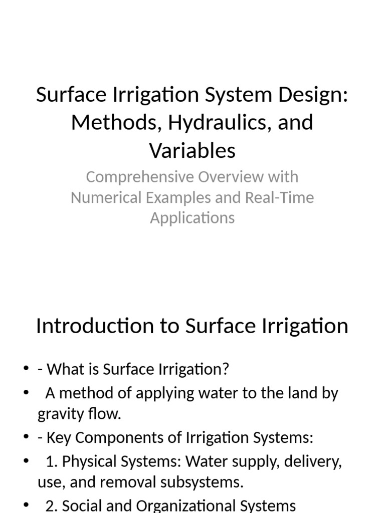 Surface Irrigation Design Guide | PDF | Irrigation | Environment