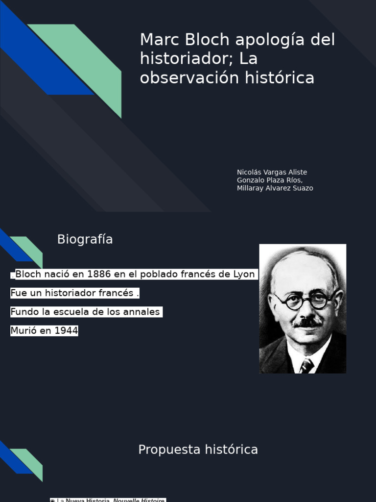 Presentaci N Grupo 4 Segundo Cap Tulo de Marc Bloch Apolog A Del Historiador | PDF