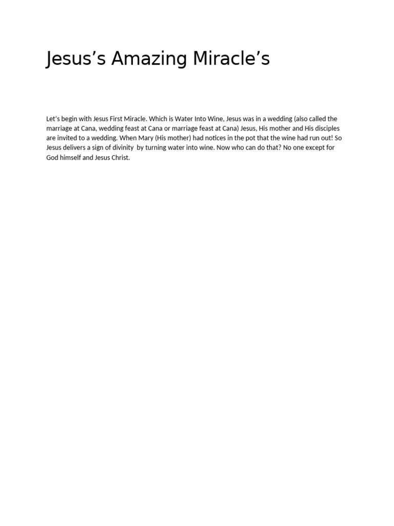 Jesus's Amazing Miracle's | PDF