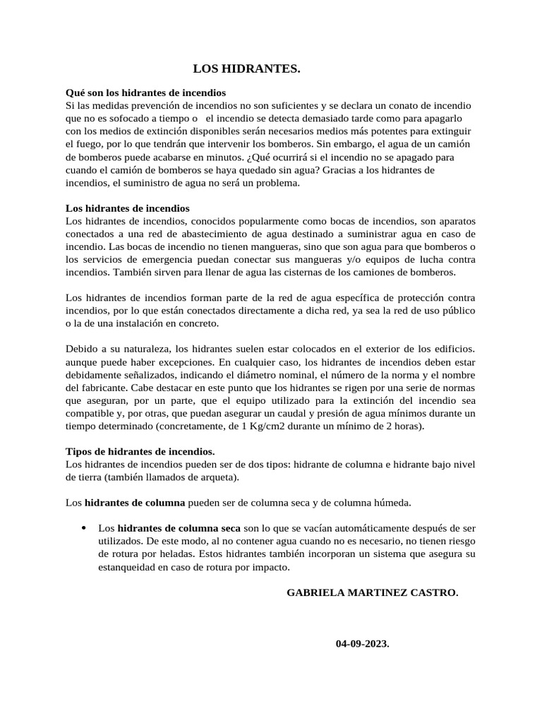 Tipos y Funciones de Hidrantes y Extintores | PDF | Camion de bomberos