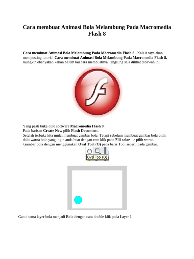 Cara Membuat Animasi Bola Melambung Pada Macromedia Flash 8 | PDF
