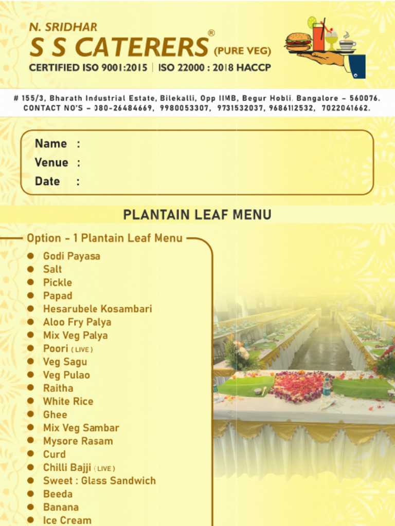 Plantain Leaf & Buffet Menu | PDF