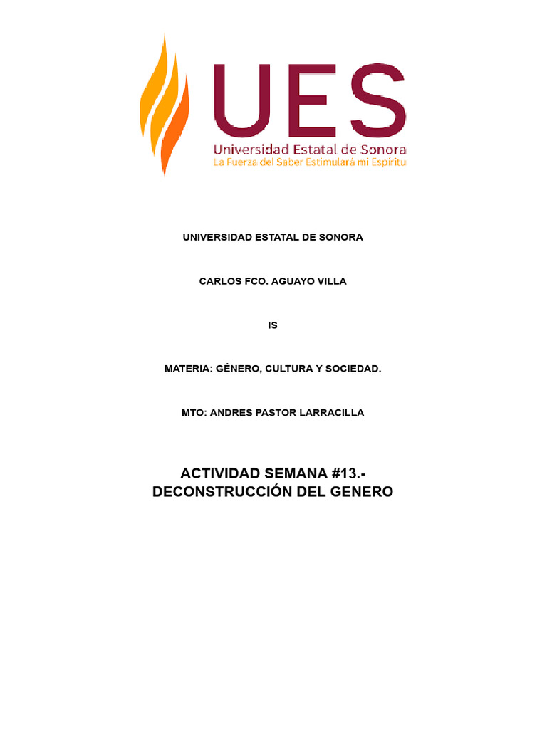 Act13 - DECONSTRUCCIÓN DEL GENERO | PDF | Género | Estudios de género