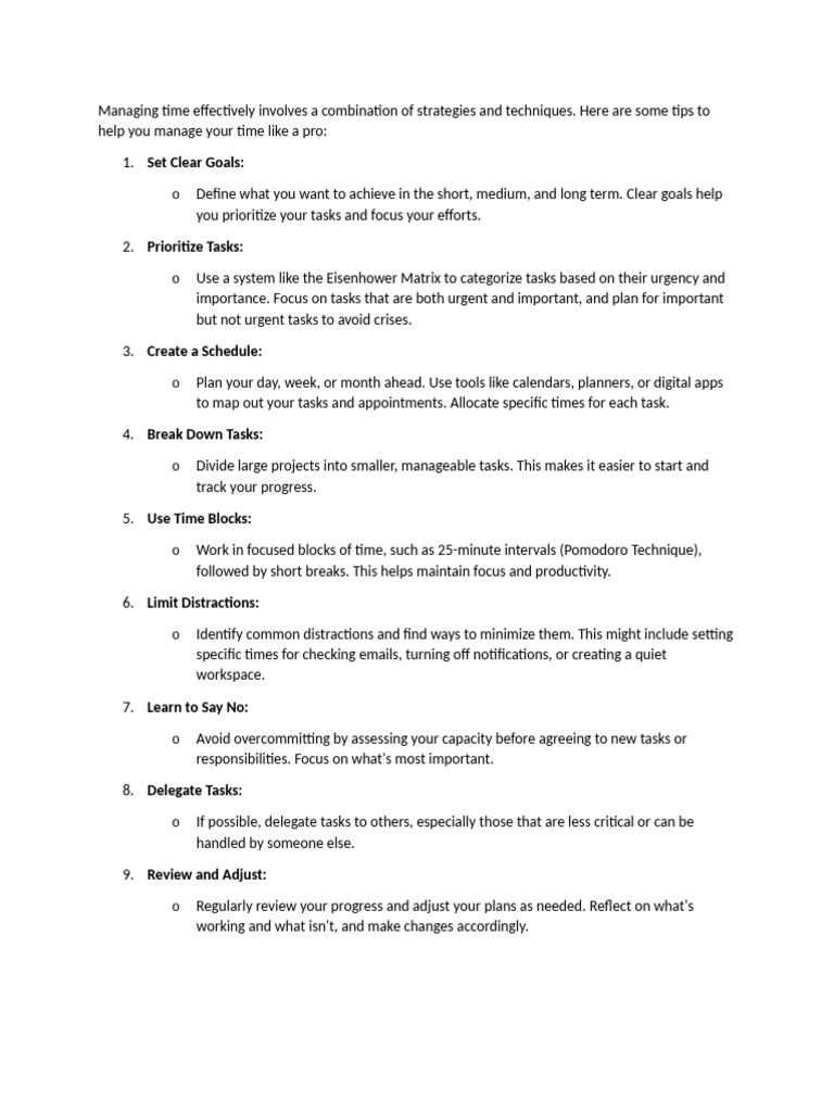 Time Management Tips by ChatGPT | PDF