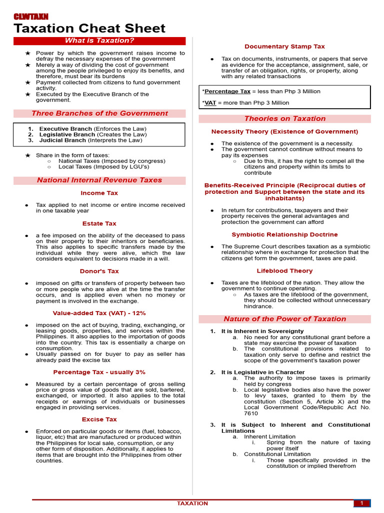 Taxation Notes | PDF | Taxes | Value Added Tax