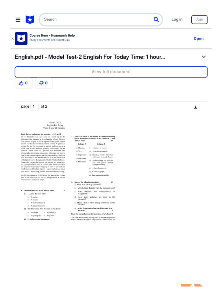 Model Test: English for Today Exam | PDF
