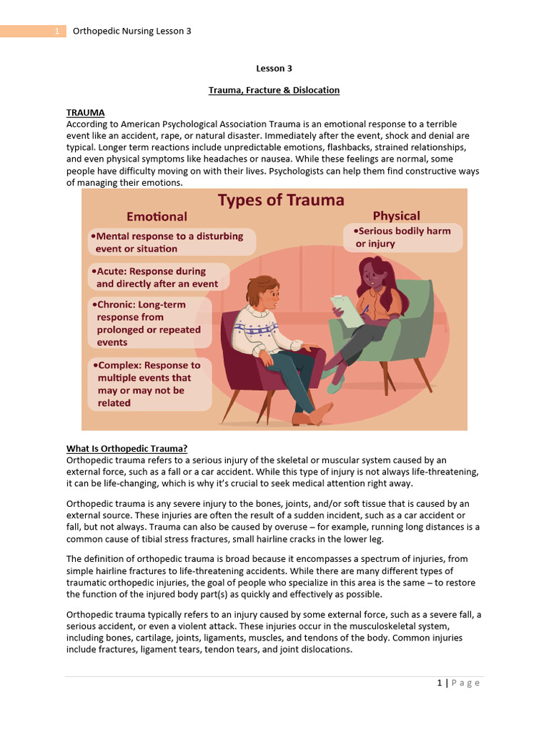 Lesson 3 Trauma, Fracture & Dislocation Intro | PDF | Knee ...