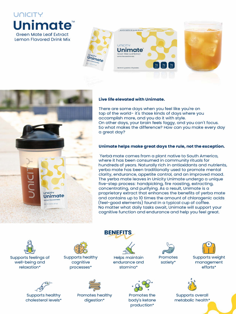 Unicity Unimate Lemon PH | PDF | Caffeine | Drink
