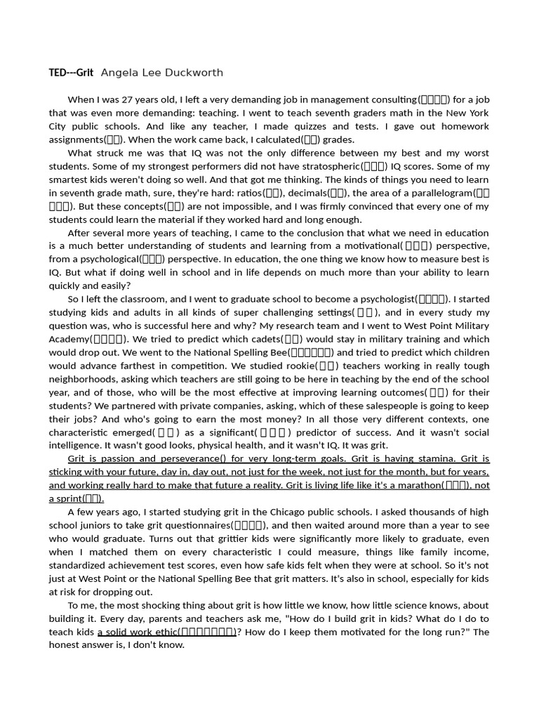 Grit | PDF | Grit (Personality Trait) | Cognitive Science