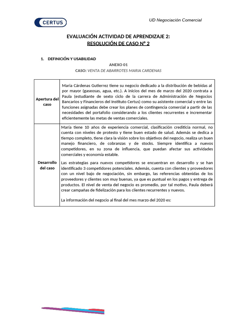 Evaluación Caso AA2 Negociacion Comercial | PDF | Marketing | Producto (Negocio)