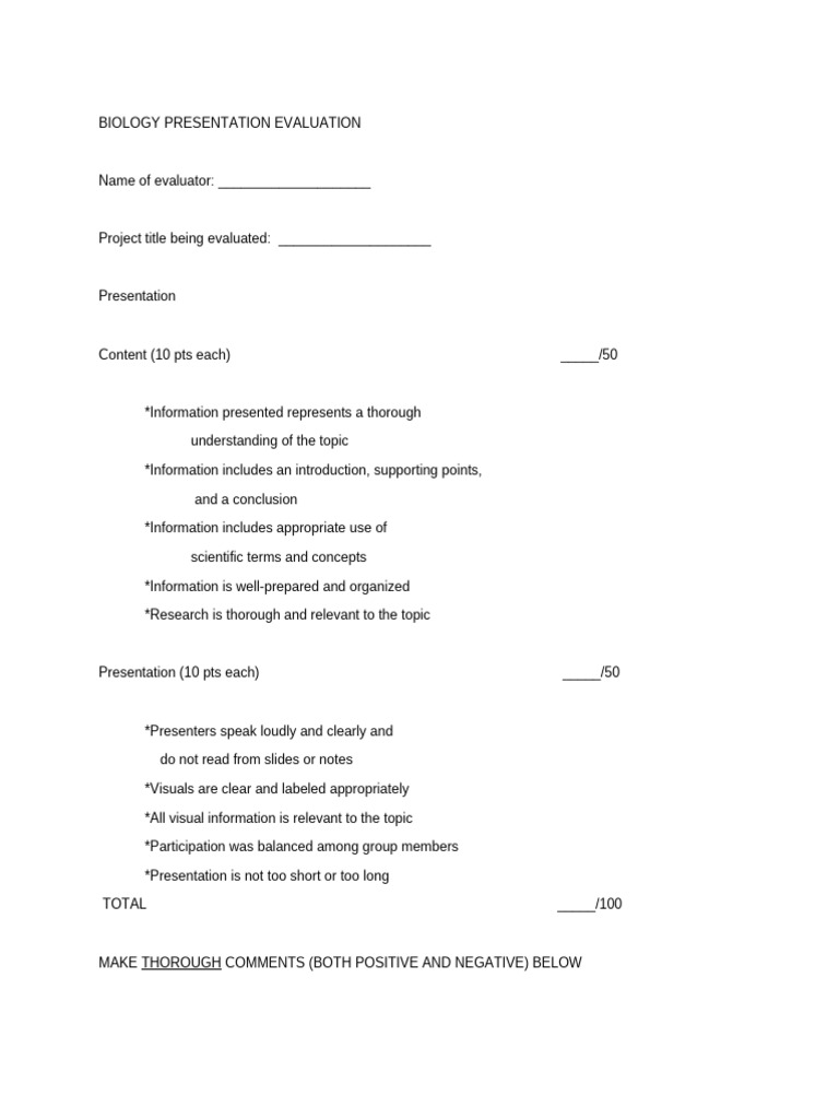 Presentation Evaluation | PDF