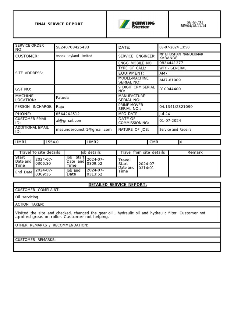 Maintenance Record TM | PDF