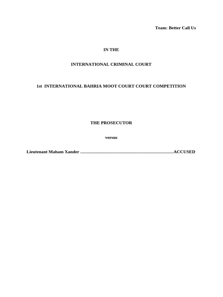 Memorial For Prosecution - Team Better Call Us | PDF | International ...