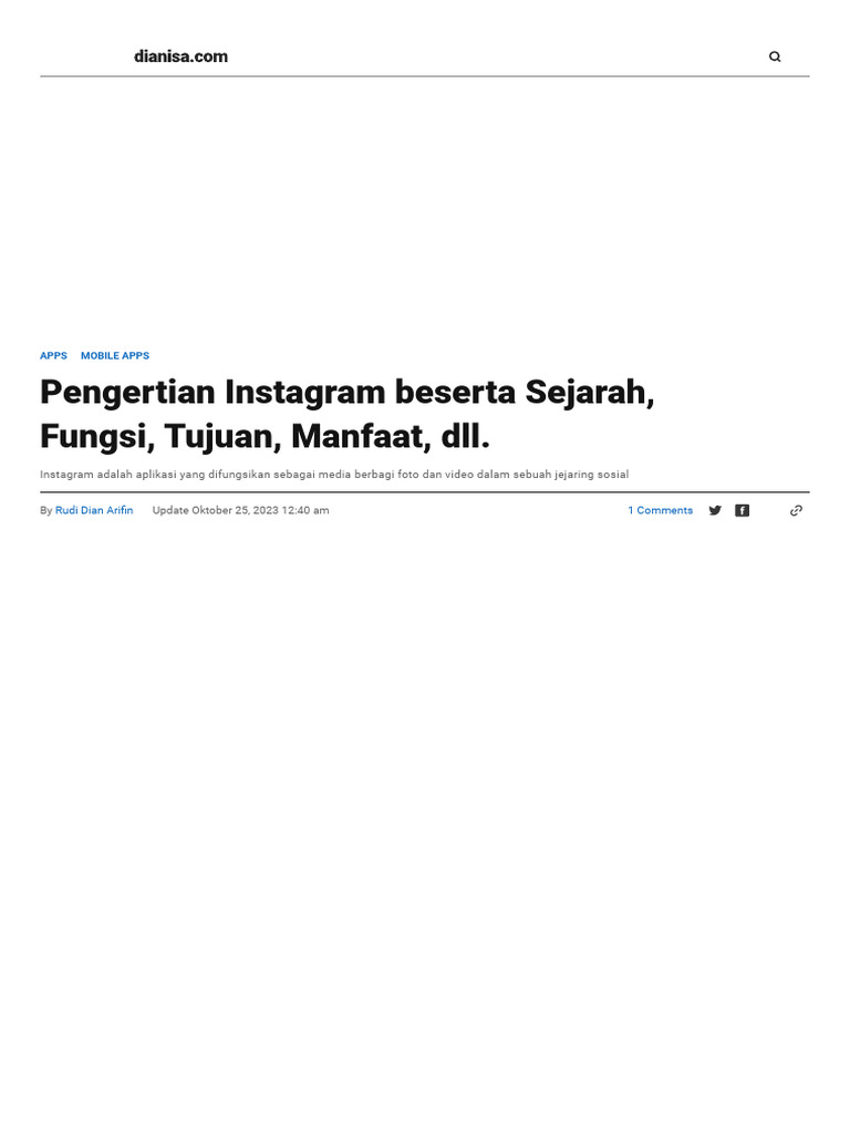 Pengertian Instagram Adalah - Sejarah, Fungsi, Tujuan, Manfaat! | PDF