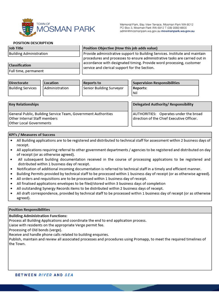 Building Administration Position Description | PDF