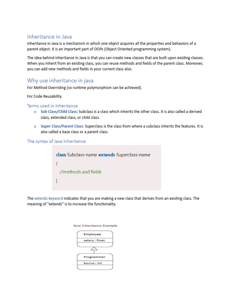 Inheritance in Java Oop | PDF | Inheritance (Object Oriented ... Inheritance in Java Oop | PDF | Inheritance (Object Oriented ...
