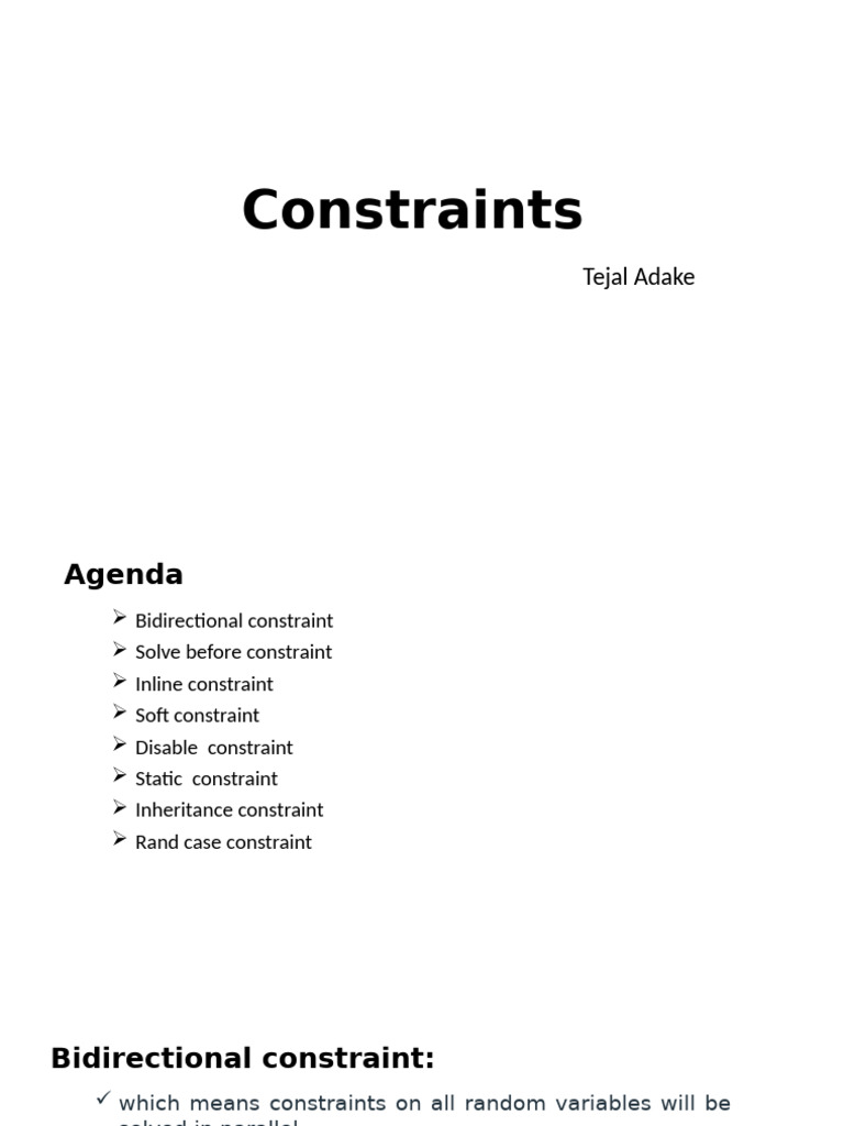 Constraints (Autosaved) | PDF | Software Development | Computer Science