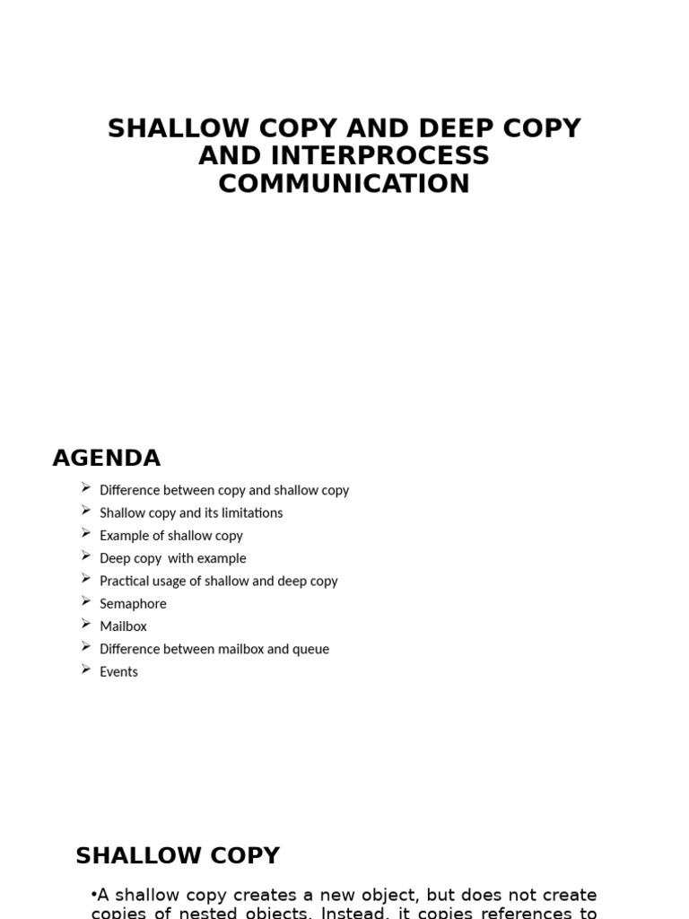 Shallow Copy and Deep Copy and Interprocess Communication | PDF