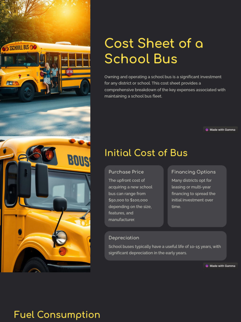 Cost Sheet of A School Bus | PDF
