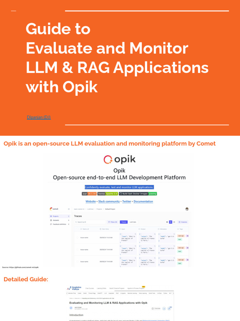 Guide To LLM and RAG Evaluation With Opik 1730982649 | PDF | Applied Mathematics | Computer Science