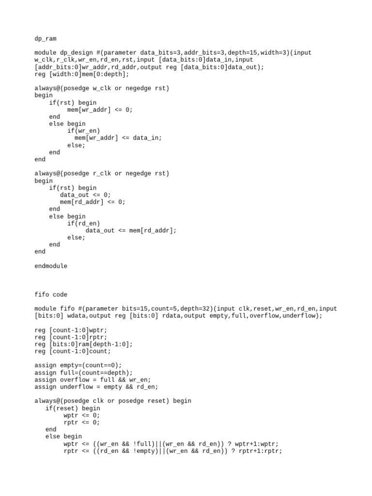Fifo &dpram | PDF