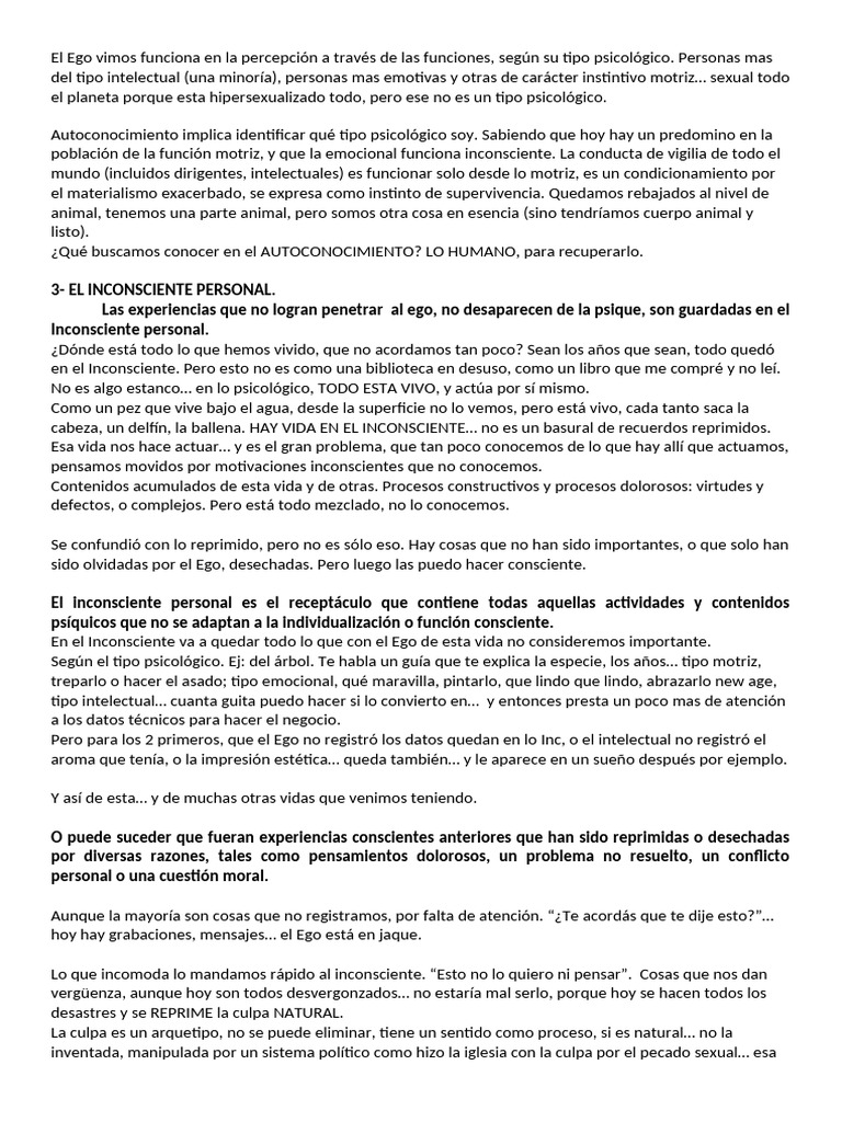 Autoconocimiento y el Inconsciente Personal | PDF | Conciencia | Mente ...