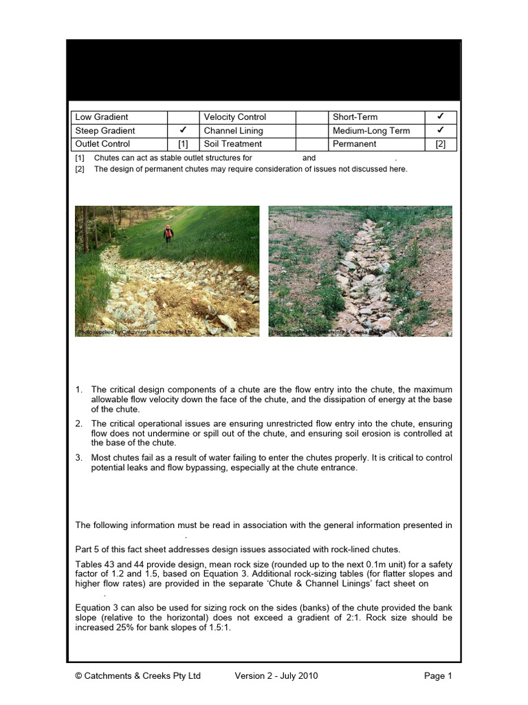 Chutes Pt 5 Rock lining | PDF | Erosion | Soil