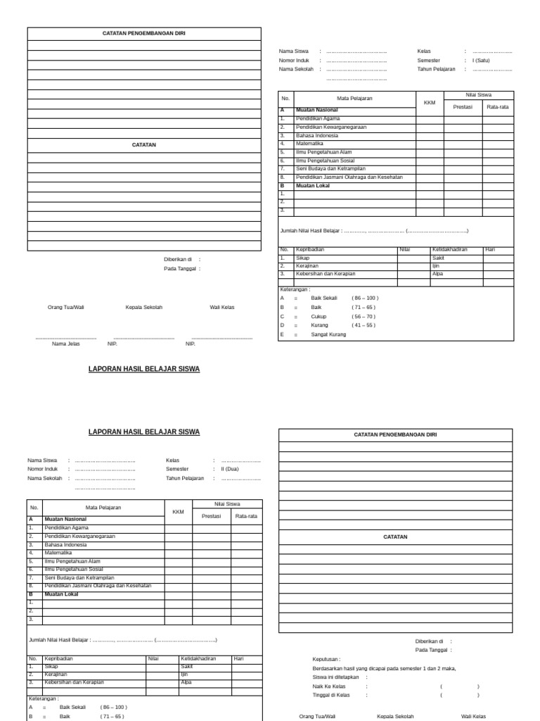 Blangko Laporan Pendidikan | PDF