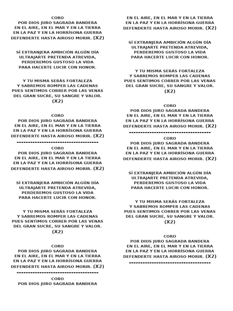 Himno A La Bandera | PDF