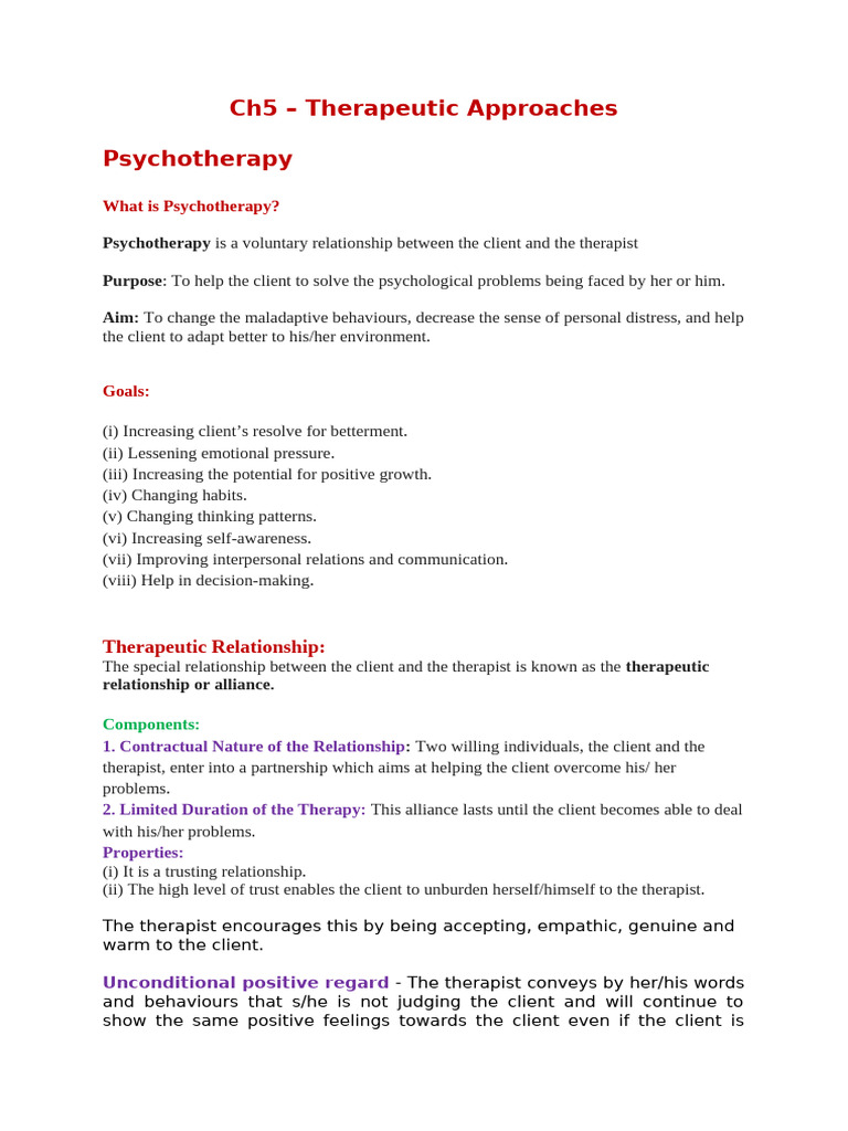 Ch5 Therapeutic Approaches SP Ed Notes | PDF | Psychotherapy ...