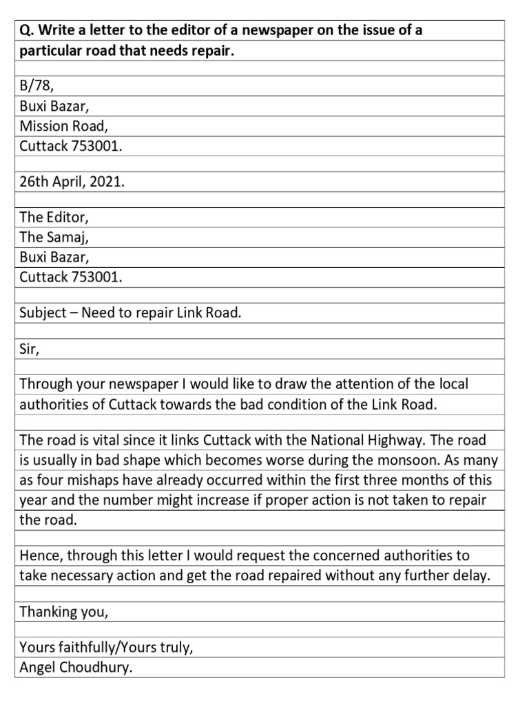 Format of Letter Writing (Formal) | PDF