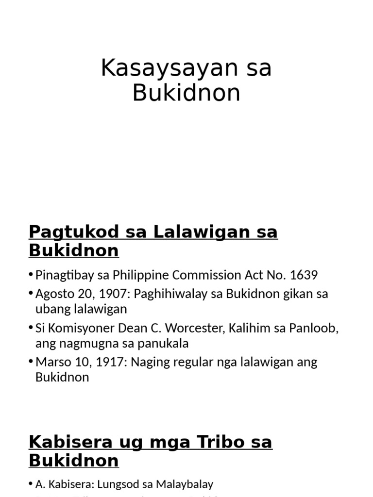 Kasaysayan Sa Bukidnon | PDF