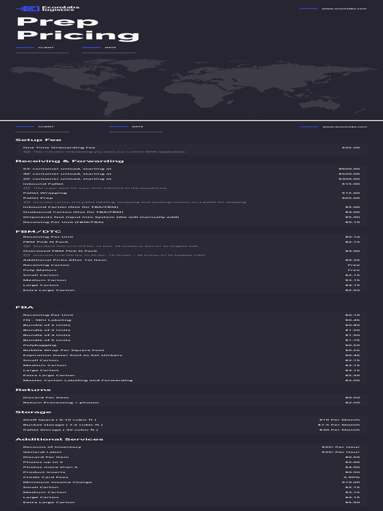 Ecomlabs Logistics LLC - Rate Card | PDF | Pallet | Supply Chain Management