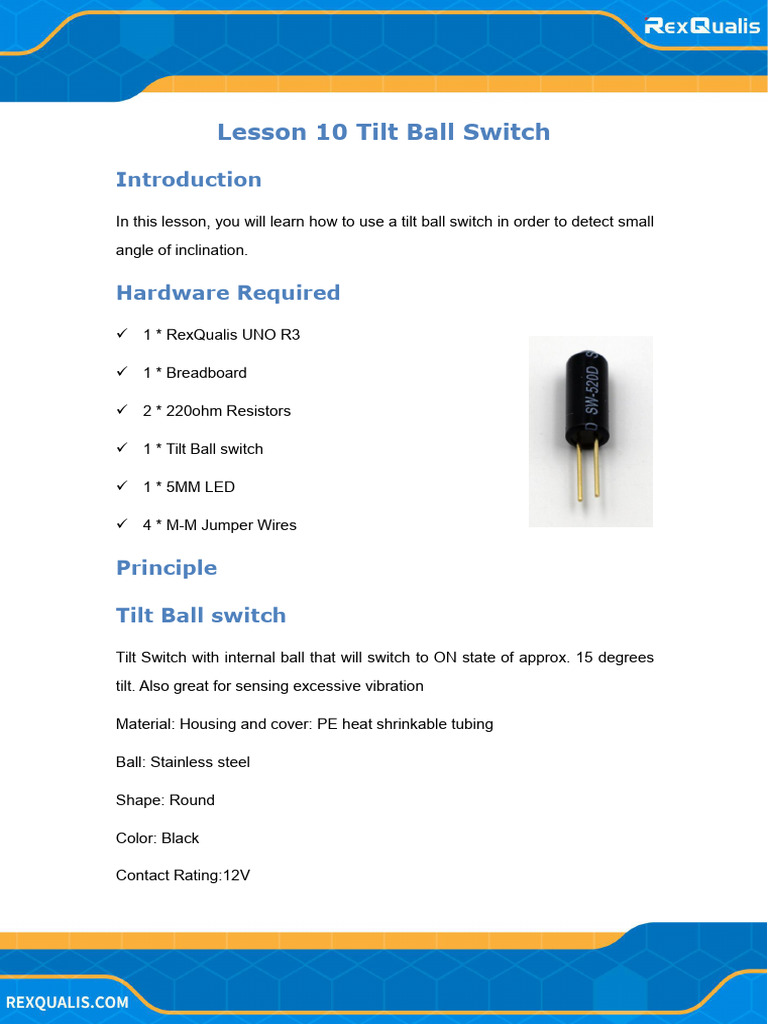 Lesson 10 Tilt Ball Switch | PDF