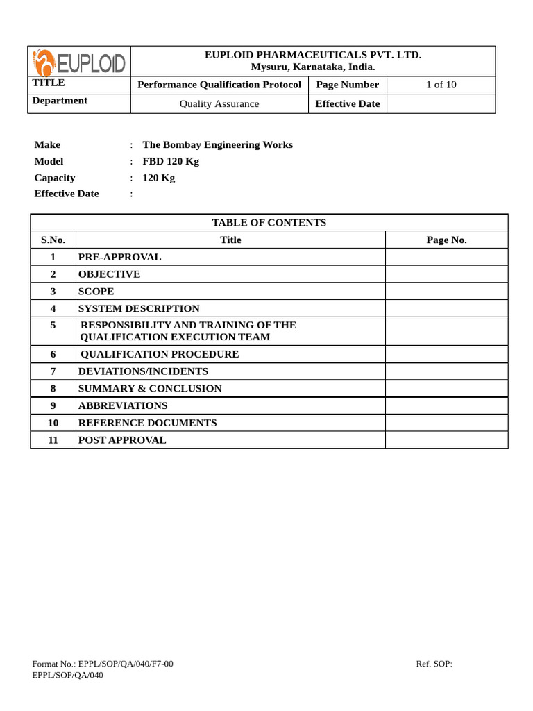PQ Protocol of FBD 120 KG | PDF | Quality Assurance | Clothes Dryer