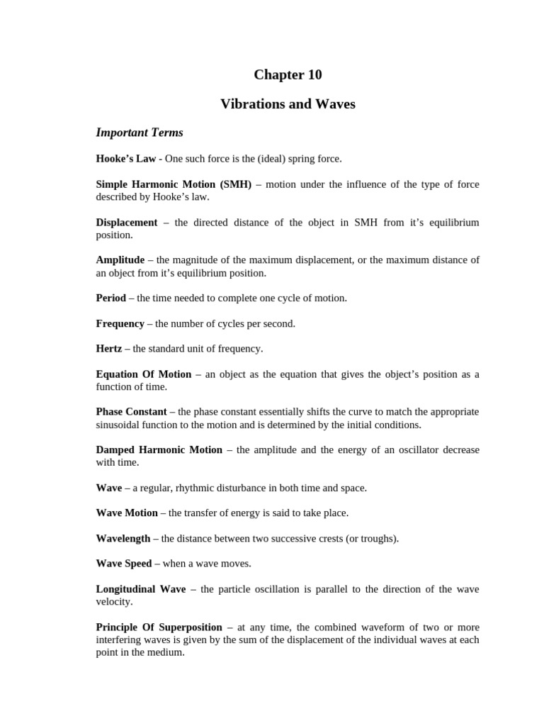 Lesson 10 VIBRATIONS AND WAVES | PDF | Waves | Oscillation