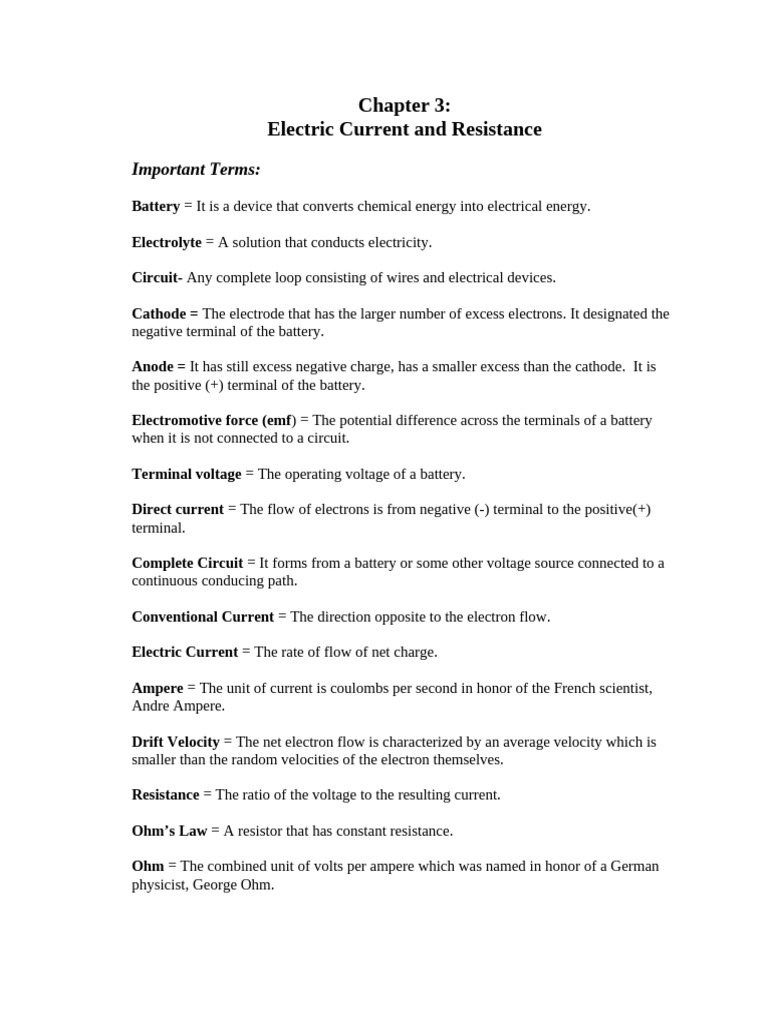 Lesson 3 Electric Current and Resistance | PDF | Electric Current | Electrical Resistance And ...