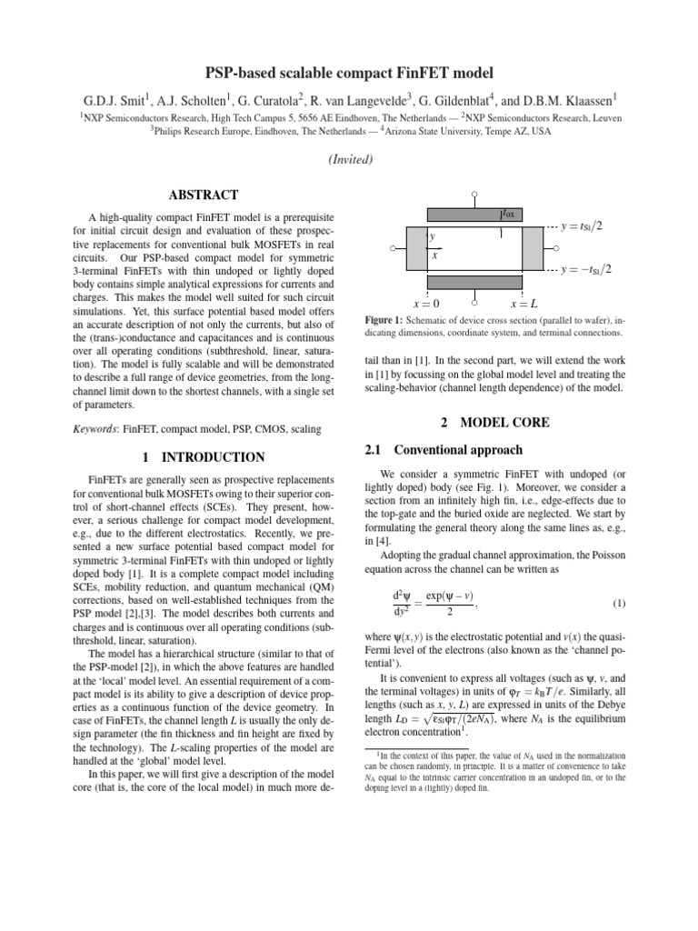 PSP Based Scalable Compact FinFET Model | PDF | Mosfet | Electricity