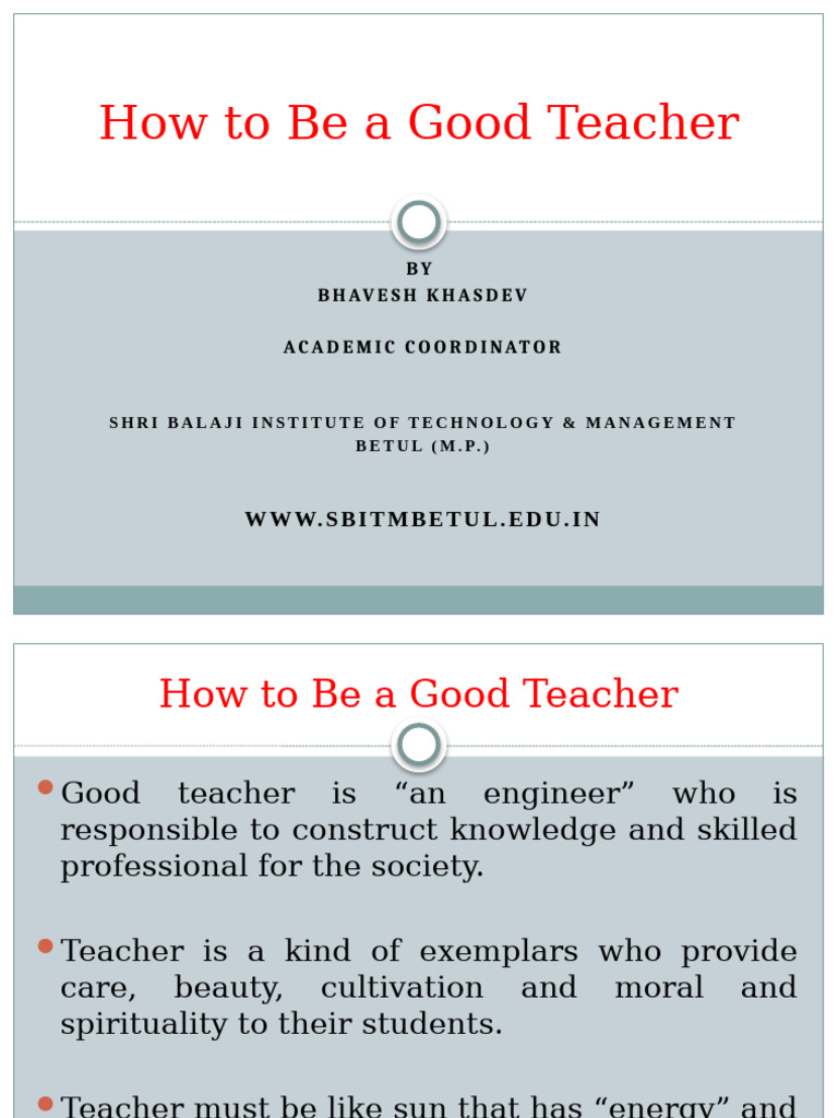How To Be A Good Teacher | PDF | Teachers | Social Psychology