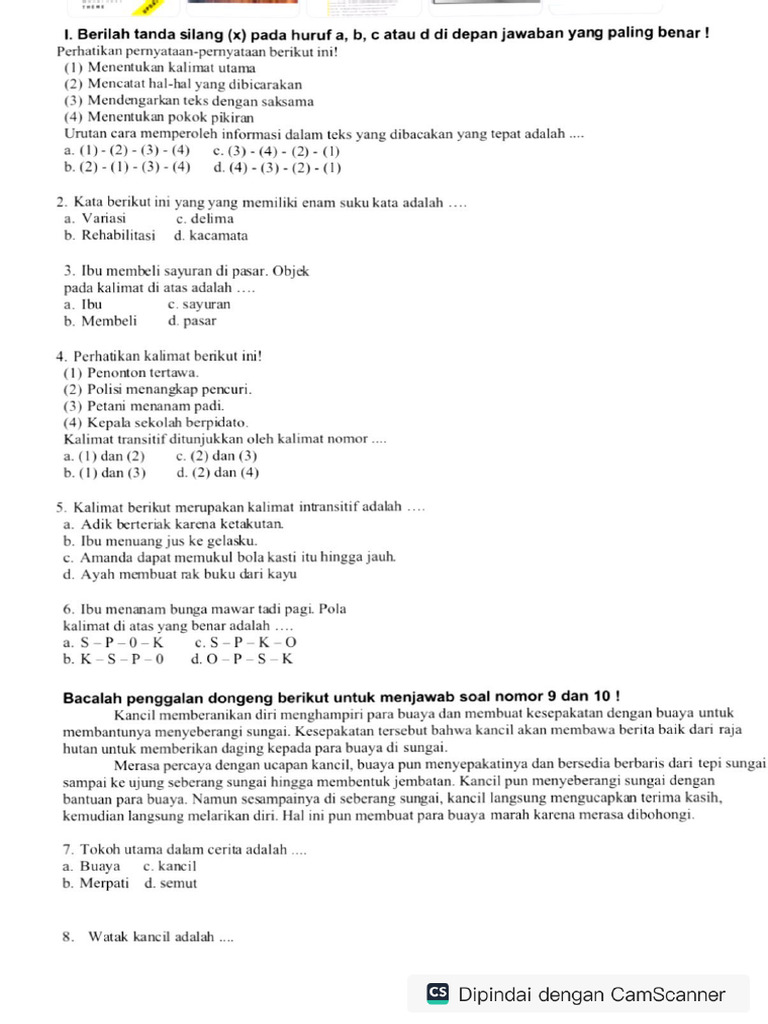 STS BAHASA INDONESIA KELAS 4 | PDF