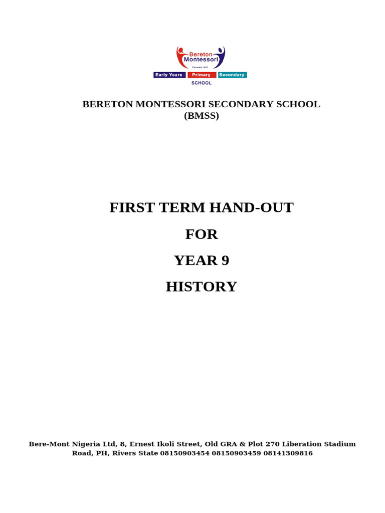 Year 9 History Hand Out 1 | PDF | Atlantic Slave Trade | Slavery