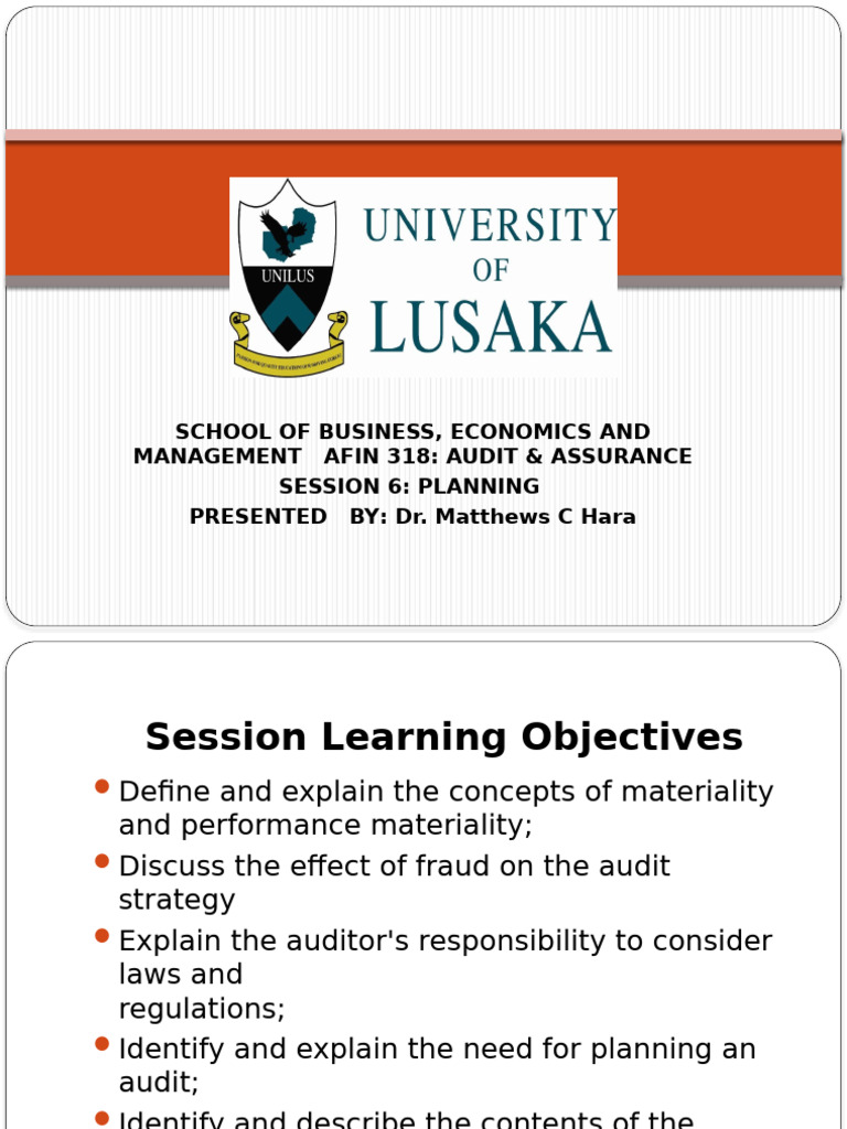 Session 6 Planning | PDF | Audit | Financial Audit