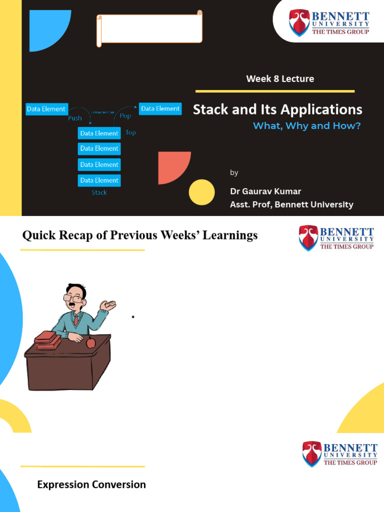 DS Week 8 Lecture Rev Operations of Stacks Part 2 by DR Gaurav | PDF | Notation | Computer ...